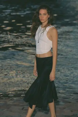 Anthropologie Silky Swirl Midi Skirt