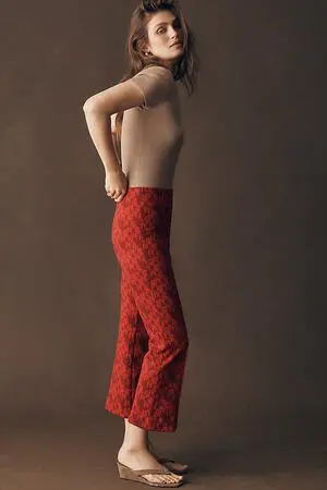 Maeve Poppy Jaquard Straight-leg Trousers