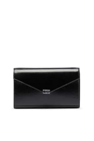 DIESEL® Wallet Purse In Shiny Wrinkled Leather - Black