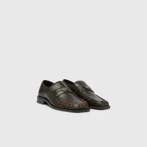 DIESEL® D-amber Leather Loafers With Silver Oval D Detail - Brown