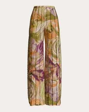 ANDREA IYAMAH Fara Vibra Print Mesh Wide-leg Pants
