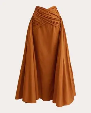 ANDREA IYAMAH Gia Gathered Cotton Crossover Maxi Skirt