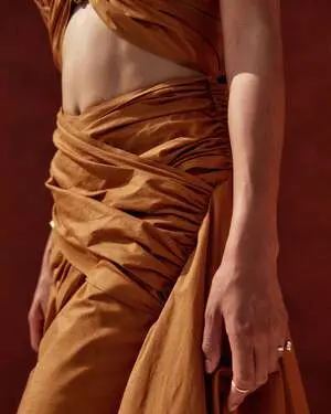 ANDREA IYAMAH Gia Gathered Cotton Crossover Maxi Skirt