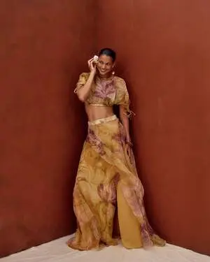 ANDREA IYAMAH Ondu Vibra Mesh Maxi Skirt Polyester/mesh