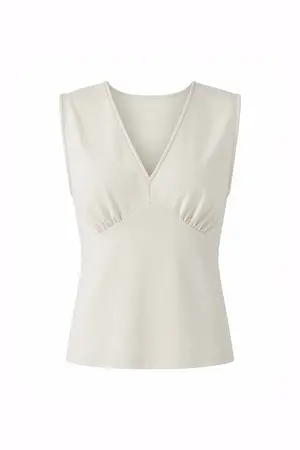 EXQUISE Neutrals / Baylor Sleeveless Knit Blouse Ecru - White