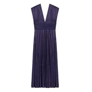 NOCTURNE Sleeveless V-neck Midi Dress - Blue