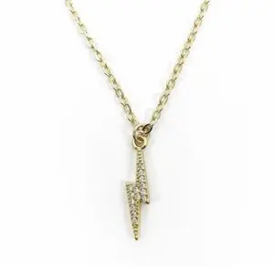 RACHEL NATHAN Pavé Lightning Bolt Necklace - Gold