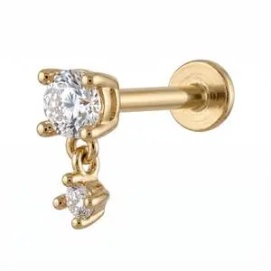 ZAHAV JEWELRY 14k Yellow Cubic Zirconia Dangle Stud - Gold