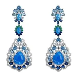 LATELITA White / Blue / Silver Mariana Blue Opal Drop Earrings Silver - White/blue/silver