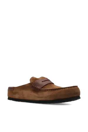 BIRKENSTOCK Naples Suede Leather Loafer Mules - Brown