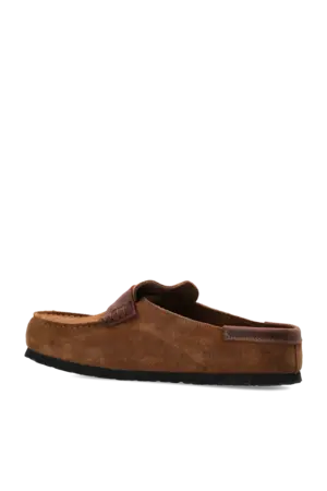 BIRKENSTOCK Naples Suede Leather Loafer Mules - Brown