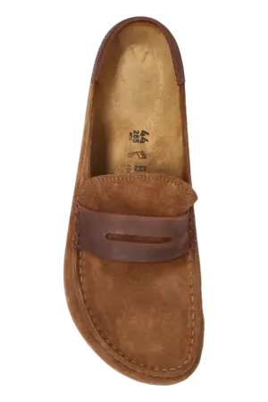 BIRKENSTOCK Naples Suede Leather Loafer Mules - Brown
