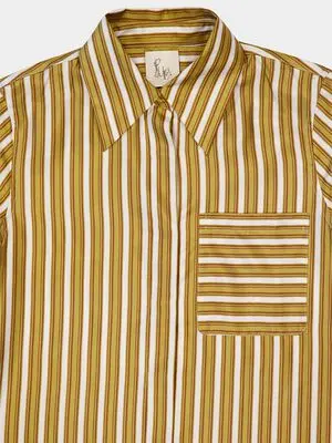 PAULA Striped Silk Twill Shirt Dress