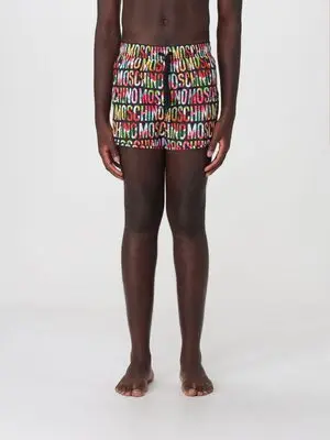 Moschino Polyester Swim Shorts With Contrast Logo And Elasticated Waist - Black