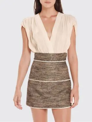 Zeus+dione Sleeveless V-neck Silk Top With Ruched Shoulders - Beige