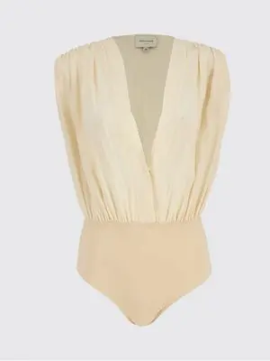Zeus+dione Sleeveless V-neck Silk Top With Ruched Shoulders - Beige