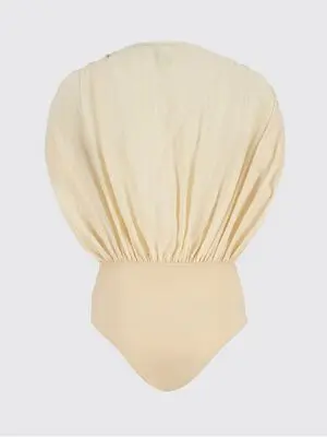 Zeus+dione Sleeveless V-neck Silk Top With Ruched Shoulders - Beige