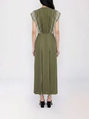 Zeus+dione Sleeveless Silk V-neck Midi Dress - Kaki