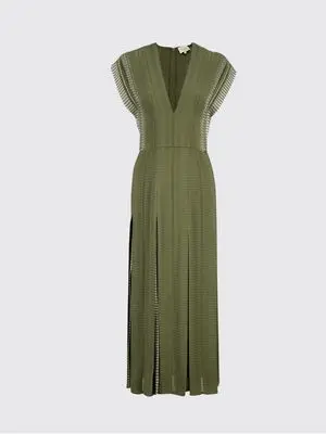 Zeus+dione Sleeveless Silk V-neck Midi Dress - Kaki