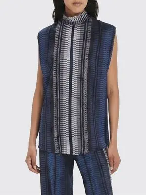 Zeus+dione Sleeveless Silk Blouse With Geometric Print - Navy