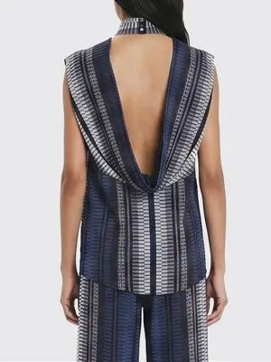 Zeus+dione Sleeveless Silk Blouse With Geometric Print - Navy