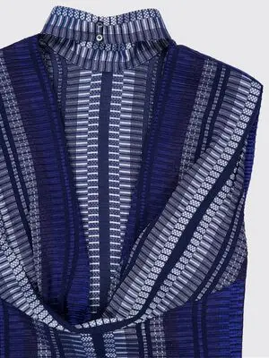 Zeus+dione Sleeveless Silk Blouse With Geometric Print - Navy