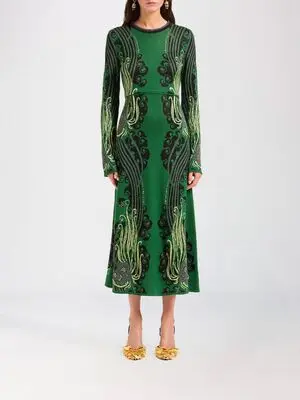 La DoubleJ Midi Dress Long Sleeve Knit - Green