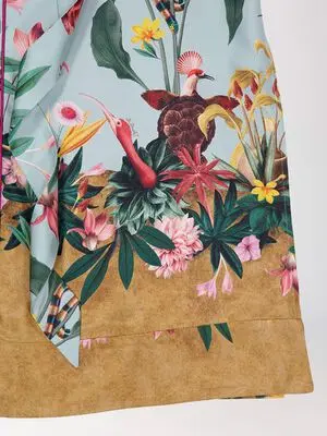 La DoubleJ Silk Floral Print Midi Wrap Dress