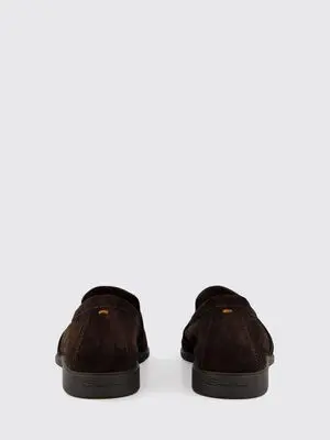 Santoni Classic Suede Loafers With Raised Apron Toe - Brown