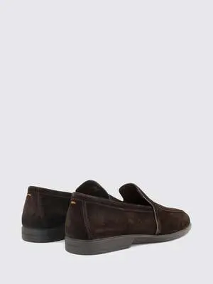 Santoni Classic Suede Loafers With Raised Apron Toe