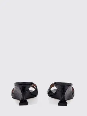 Paris Texas Nina Python-print Leather Wedge Mule Sandals
