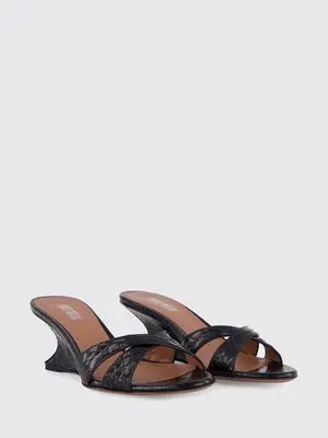 Paris Texas Nina Python-print Leather Wedge Mule Sandals