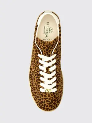Valentino Garavani Leopard Print Lace-up Sneakers - Biscuit