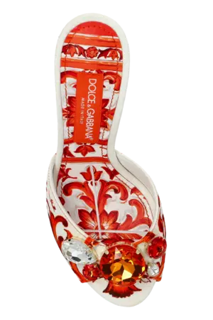Dolce & Gabbana Heeled Slides With Majolica Print