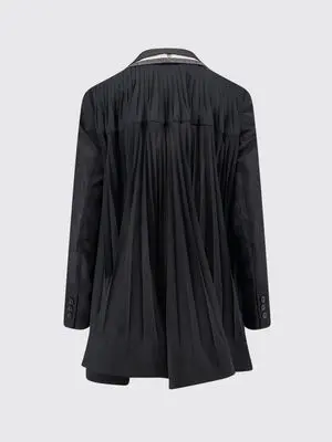 Sacai Cropped Double-breasted Patchwork Wool Blend Blazer