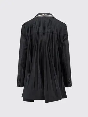 Sacai Cropped Double-breasted Patchwork Wool Blend Blazer
