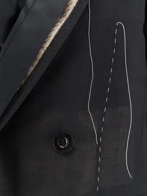 Sacai Cropped Double-breasted Patchwork Wool Blend Blazer