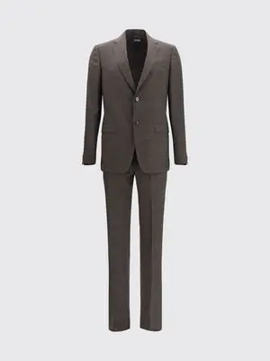 Zegna Single-breasted Suit In Wool And Linen With Notch Lapels
