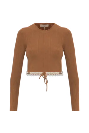 Chloé Sweater With Lace Trim - Brown