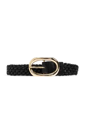 ANINE BING Signature Link Leather Belt - Black
