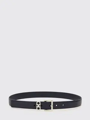 FERRAGAMO Adjustable Gancini Belt In Smooth Calfskin Leather - Blue