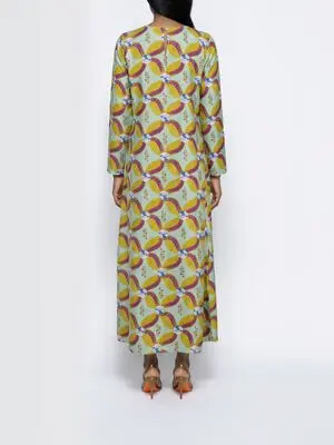 PAULA Silk Twill Midi Dress With Graphic Print