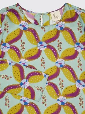PAULA Silk Twill Midi Dress With Graphic Print