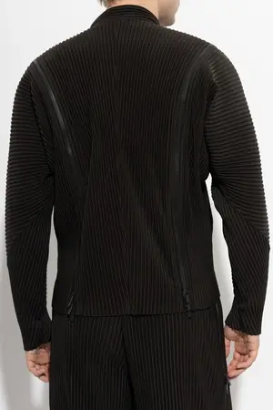 Issey Miyake Pleated Jacket With A Stand-up Collar