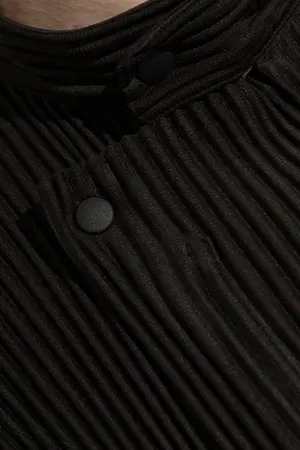 Issey Miyake Pleated Jacket With A Stand-up Collar