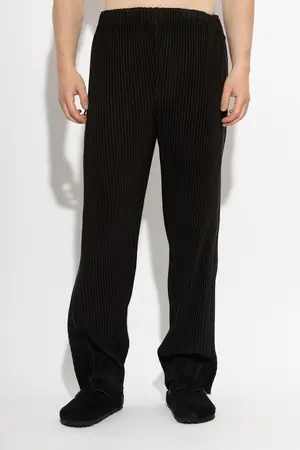 Issey Miyake Pleated Trousers With Zip Cuffs