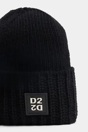 Dsquared2 Ribbed Knit Beanie With Logo Patch