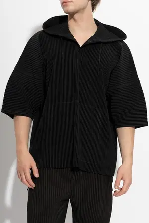 Issey Miyake Pleated Short Sleeve Hoodie