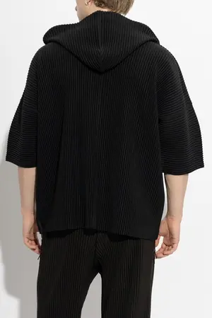 Issey Miyake Pleated Short Sleeve Hoodie