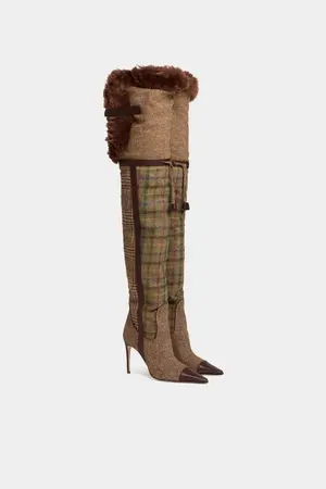 Dsquared2 Checked Thigh-high Stiletto Boots